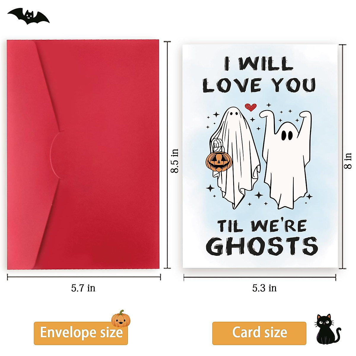 Zyulin Funny Halloween Wedding/Engagement Card for Women Men, Spooky Halloween Anniversary Card Gifts for Couples, Romantic Valentines Day Card for Him Her-I WILL LOVE YOU TIL WE'RE GHOSTS