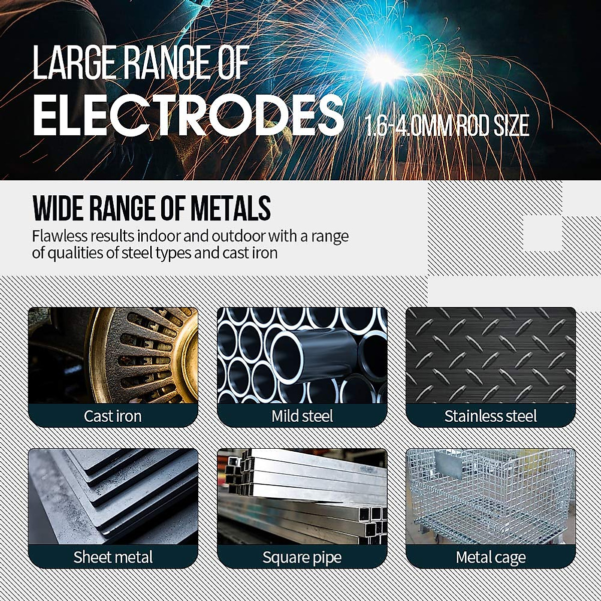 MMA Welder,160A ARC Welder Machine IGBT Inverter Digital Display LCD Hot Start Welder with Welding Stick Electrodes| Electrode Holder| Work Clamp| Input Power Adapter Cable| Brush 110V Home Use