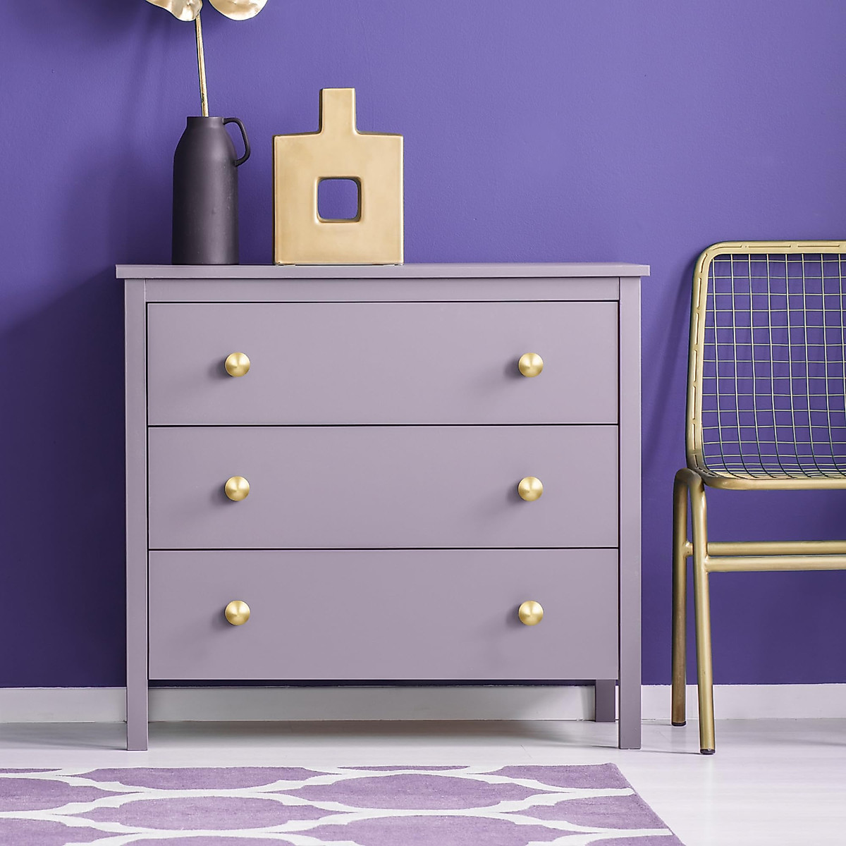 QOGRISUN 10-Pack Solid Brass Cabinet Knobs, Round Ball Gold Knobs for Dresser Drawer, 1.1-Inch Diameter, Sphere Cabinet Pulls, Brushed Brass Finish