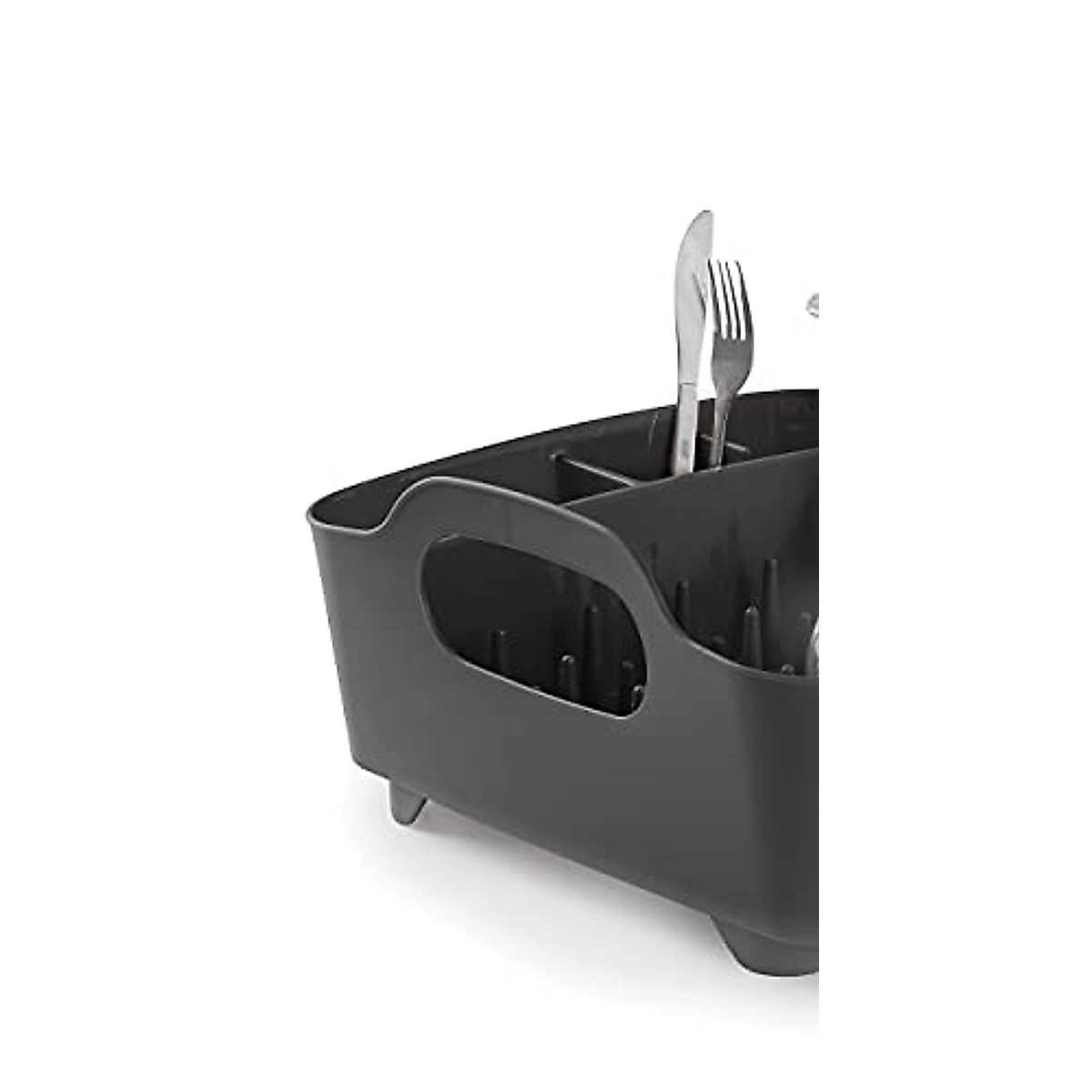 Umbra Tub Dish Drying Rack – Lightweight Self-Draining Dish Rack for Kitchen Sink and Counter at Home, RV or Motorhome, Smoke