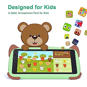 8 Inch Kids Tablets, Toddler Baby Android 12 Dual Cameras 32GB ROM 32GB Expandable Kids Edition Learning WiFi Children Tablets