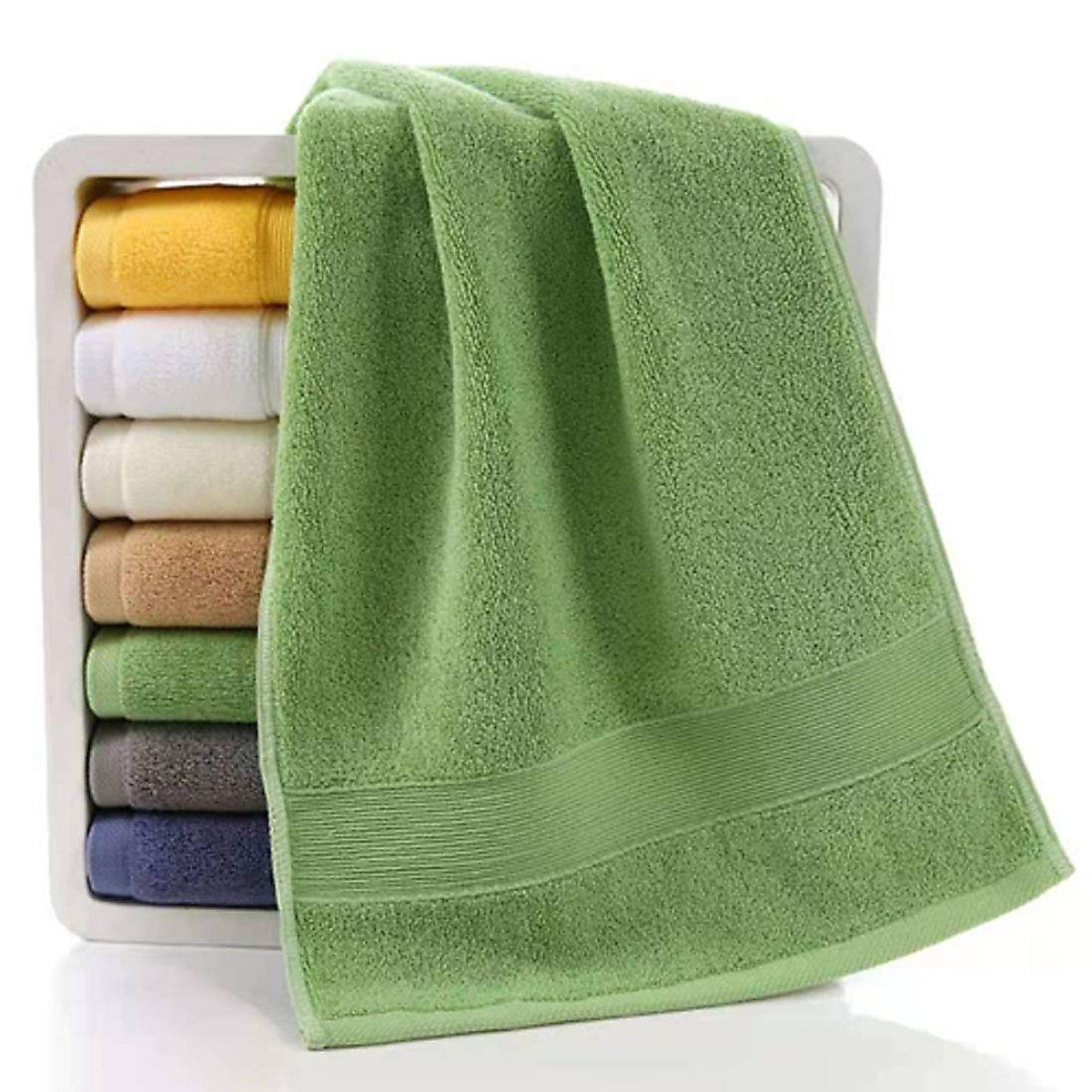 PUPOPIK Hand Towels for Bathroom 2 Pack-100% Cotton Hand Towel (14 x 30 Inch), Highly Absorbent and Quick Dry Face Washcloth, Home Soft Premium Towel for Hotel, Bath, Kitchen and Spa (Green)