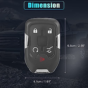 X AUTOHAUX HYQ1AA 315MHzReplacement Keyless Entry Remote Start Smart Car Key Fob for GMC Terrain 2018 2019 2020 2021 2022 13584502 5 Key Button with Door Key