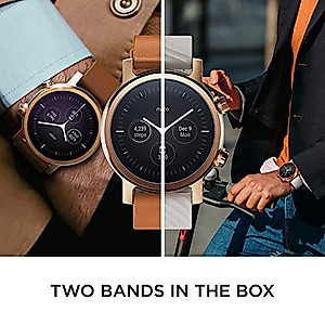 Moto 360 3rd Gen 2020 - Wear OS by Google - Touch Screen - Luxury Stainless Steel Smartwatch - Genuine Leather and High-Impact Sports Bands - Champagne Gold