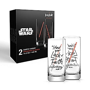 JoyJolt Star Wars Darth Vader Lightsaber Tall Drinking Glass - 14.2 oz - Set of 2