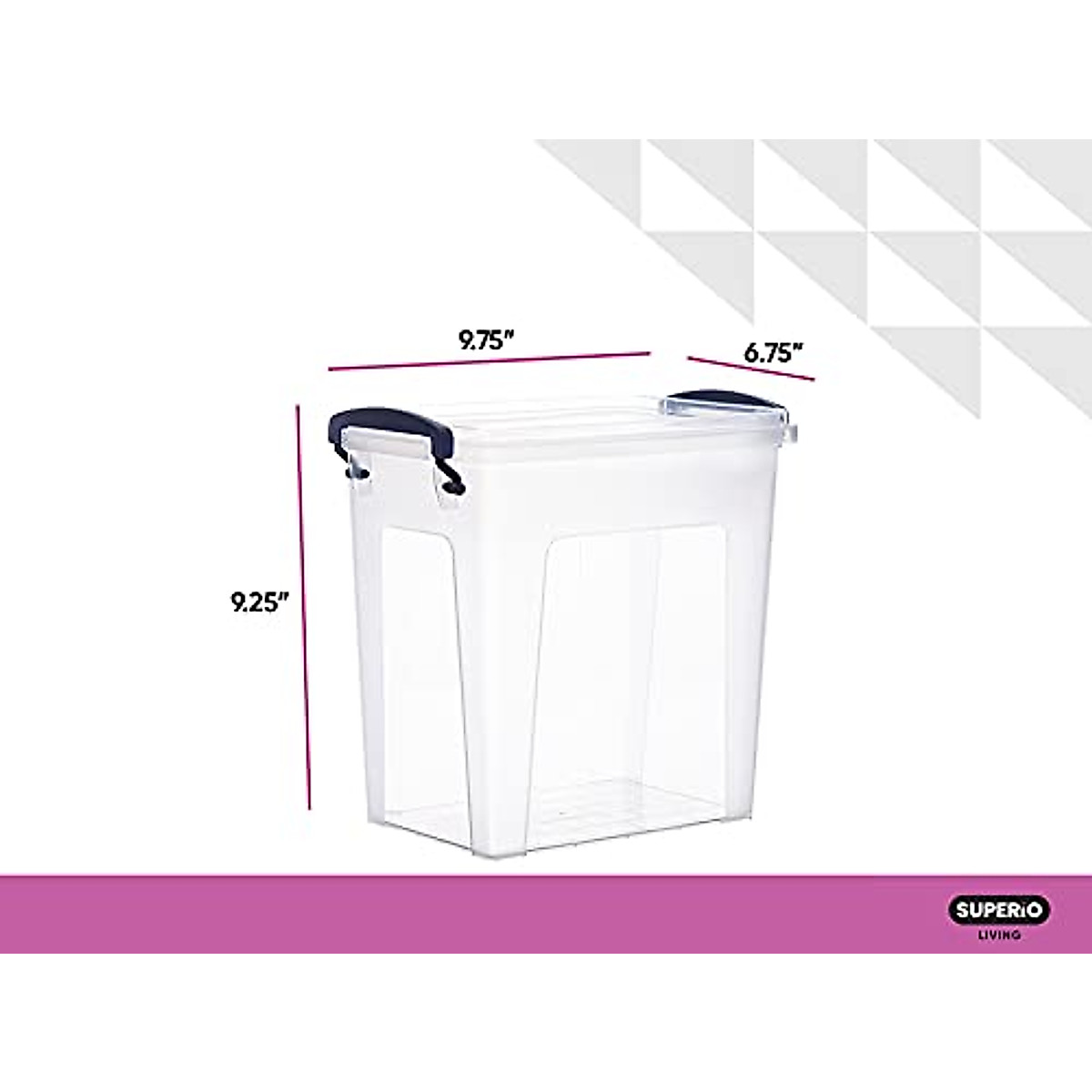 Superio Clear Storage Bins with Lids, Small Stackable Storage Boxes with Locking Latches and Handles (7 Quart(Deep), 2 Pack)