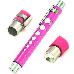 AAProTools Nurse Penlight Reusable LED Pen Light with Pupil Gauge Pink