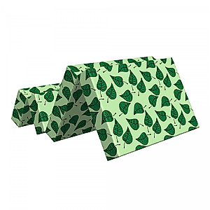 Ambesonne Leaves Foldable Mattress, Composition of Nature, 74.8" x 39.4", Pale Green Fern Green