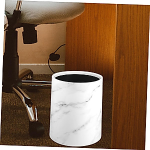 Ciieeo Garbage Can Marble Trash Can Bathroom Waste Container Living Room Trash Can Plastic Waste Bin Wastebasket Marble Bathroom Trash Can Waste Storage Bin Bathroom Garbage Container, White