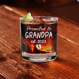 shop4ever® Promoted To Grandpa Est 2023 Engraved Whiskey Glass Gift for First Time Grandpa, New Granddad, Grandpa to Be