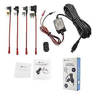 MEKNIC Dash Cam Hardwire Kit, Mini USB Hard Wire Kit 11.5ft with Acc, 12-24V to 5V 2A Car Dash Camera Charger Power Cord, Gift 4 Fuse Tap Cable with Battery Drain Protection for 24h Parking Monitor