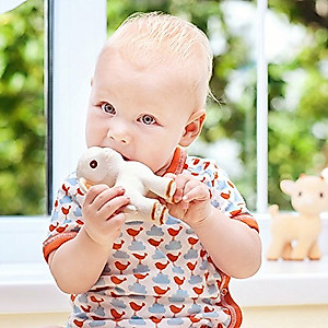 CaaOcho Pure Natural Rubber Teething Baby Toy - Mia The Lamb Teether for Babies, BPA Free Baby Toy, All Natural Teething Toys for Babies 0-6, Safe and Fun Molar Teether Toy