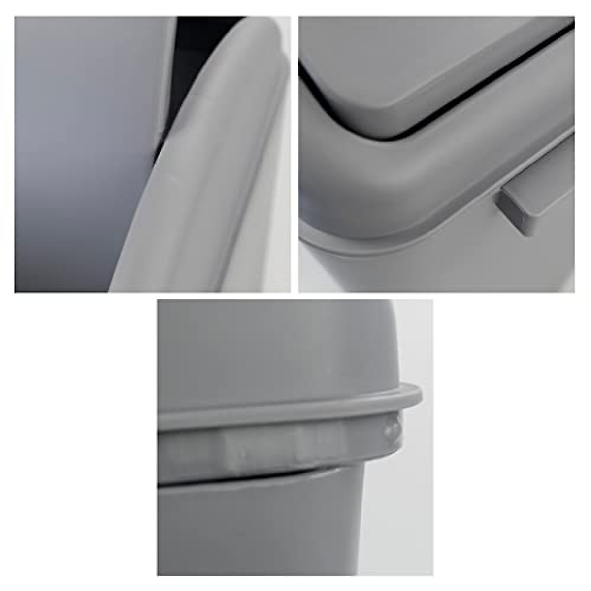 Ramddy 3-Pack 15 L Trash Can with Swing Lid, Plastic Garbage Bin, Gray