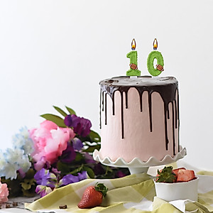VSHILI 10 Birthday Candles, 10th Cake Candles, Green Happy Birthday Number 10 Candles Cake Topper Decorations for Party Kids Boys Girls