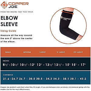 Copper Joe 2 Pack Recovery Elbow Compression Sleeve - Ultimate Copper Relief Elbow Brace for Arthritis, Golfers or Tennis Elbow and Tendonitis. Elbow Support Arm Sleeves For Men and Women (2X-Large)