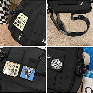 JELLYEA Cute Kawaii Messenger Bag Crossbody Purses for Women Men Shoulder Bags with with Pendant Aesthetic Bag Kawaii Bag Satchel (White)