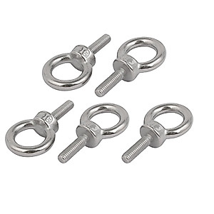 uxcell Lifting Eye Bolt M6 x 20mm Male Thread 304 Stainless Steel for Hanging, Pack of 5