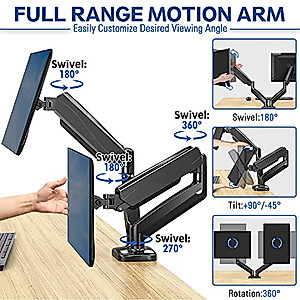 Stellar Mounts Dual Spring LCD Monitor Arms with USB and Multimedia Ports for: ASUS TUF Gaming 32" 1080P Curved Monitor (VG328H1B) - Full HD, 165Hz (Supports 144Hz), 1ms, Extreme Low Motion Blur