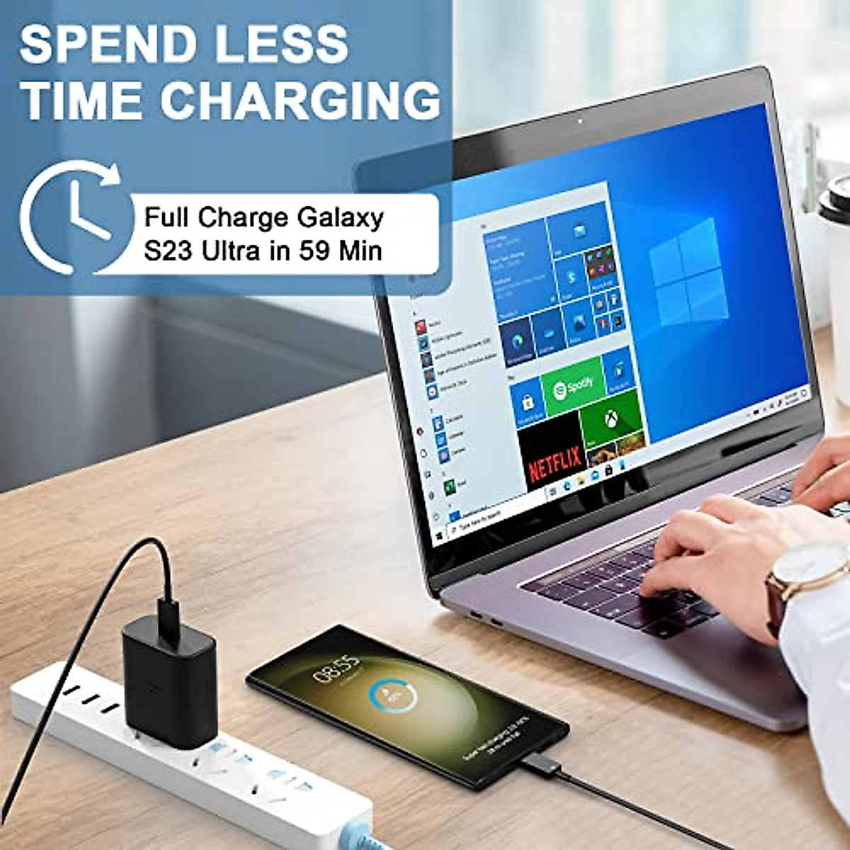 45W Samsung Charger Type C Super Fast Charging USB C Android Charger for Samsung Galaxy S23 Ultra/S23/S23+/S22/S22 Ultra/S22+/Note 10/20/S20/S21, Galaxy Tab S7/S8, PPS Charger with 6.6FT Cable, 2Pack