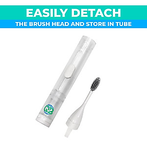 Quick Brush Travel Toothbrush with Toothpaste stored in Handle- On The Go Oral Care Kit Convenient for Home Office School Purse Backpacking, Portable and Foldable Brush
