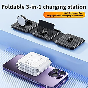 Foldable 3 in 1 Charging Station, Kartice Travel Charger Dock Stand for iPhone Multiple Devices iPhone 14 Pro Max/13/12/11/X/8 Plus/7/6,Airpod,Apple Watch 9/8/Ultra 2/Ultra/7/6/SE/5/4/3/2 Charging Pad