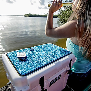 Castaway Customs SeaDek Foam Yeti Seat Cushion | 3M Adhesive Backing | Cooler Pad Accessory | Washable & Durable | Fits Roadie 20 QT (Storm Gray/Black)