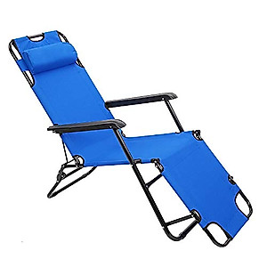 Kcelarec Outdoor Folding Lounge Chair w/Pillow, Patio Chaise Sun Lounger Reclining Chair for Outside,Beach Sun Patio Chaise Pool Lawn Recliner