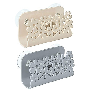 QTMY 2 Pack Sponge Holder, Kitchen Sink Storage Organizer, Sink Caddy Rust Proof, Water Proof & No Drilling,Gray and Beige