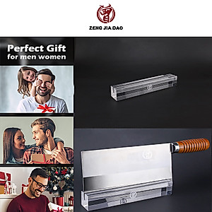 Knife Block/Knife Stand for Cleaver Nakiri Santoku and any Flat Edge Kitchen Knives -Trsnsparent Acrylic 2023 Gift