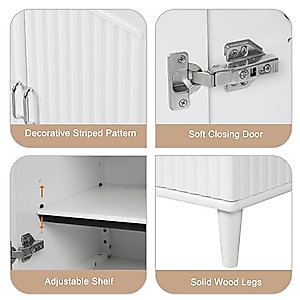 Merax, White 24" Bathroom Vanities Cabinet with Sink, Freestanding Multi-Functional Storage Organizer, Two Doors and Adjustable Shelves