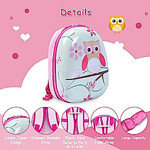 Goplus 2PC Kids Luggage, 12" & 16" Kids Carry On Luggage Set, Lightweight Spinner Suitcases for Boys and Girls (Owl)