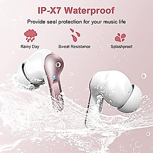 Wireless Earbud, Bluetooth Headphones 5.3 Stereo Bass Earphones 2023 Noise Cancelling Ear Buds 40H Dual Mic Call, in-Ear USB-C LED Display IP7 Waterproof Sport Headset for Android iOS