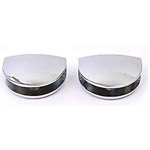 BSM Marketing Set of Two Glass Shelves with Curved Corners 6mm Thick Toughened Glass Clear Bathroom Kitchen Bedroom 500mm x 100mm (20" Approx) with Large Chrome Finish Supports