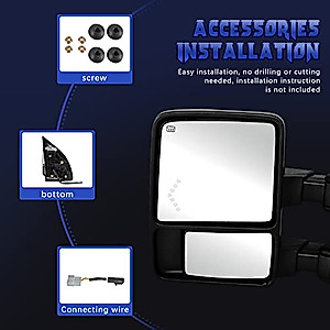 PZ Driver and Passenger Side Tow Mirrors with Smoke Power Heated Signal Light,Replacement Compatible with 1999-2007 F250/F350/F450/F550 Super Duty, 01-05 Excursion