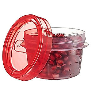 PLASTICPRO 6 Pack Twist Cap Food Storage Containers with Red Screw on Lid- 4 oz Reusable Meal Prep Containers - Small Freezer Containers Microwave Safe Red Plastic Food Storage