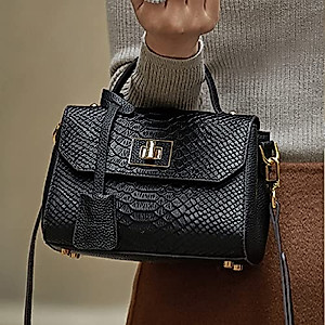 ZOOLER Full Genuine Leather Shoulder Bags Tote Bags Women Handbag Totally Skin Top Handle Purses #WG385 (black)