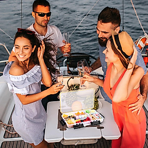 Menkxi Charcuterie Snackle Box, Waterproof Travel Charcuterie Containers Box with Lid Keeps Snacks Fresh Dry, Removable Dividers 24 Compartments, Ideal for the Boat, Beach, Picnics (Yellow)