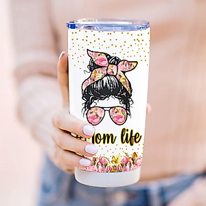 Dokazu Mom Life Tumbler Mom Nutrition Facts Cup Mom Gifts for Mother from Daughters Sons Birthday Gifts for Mom Travel Mug Funny Gifts for Women Mama Stainless Steel 20oz