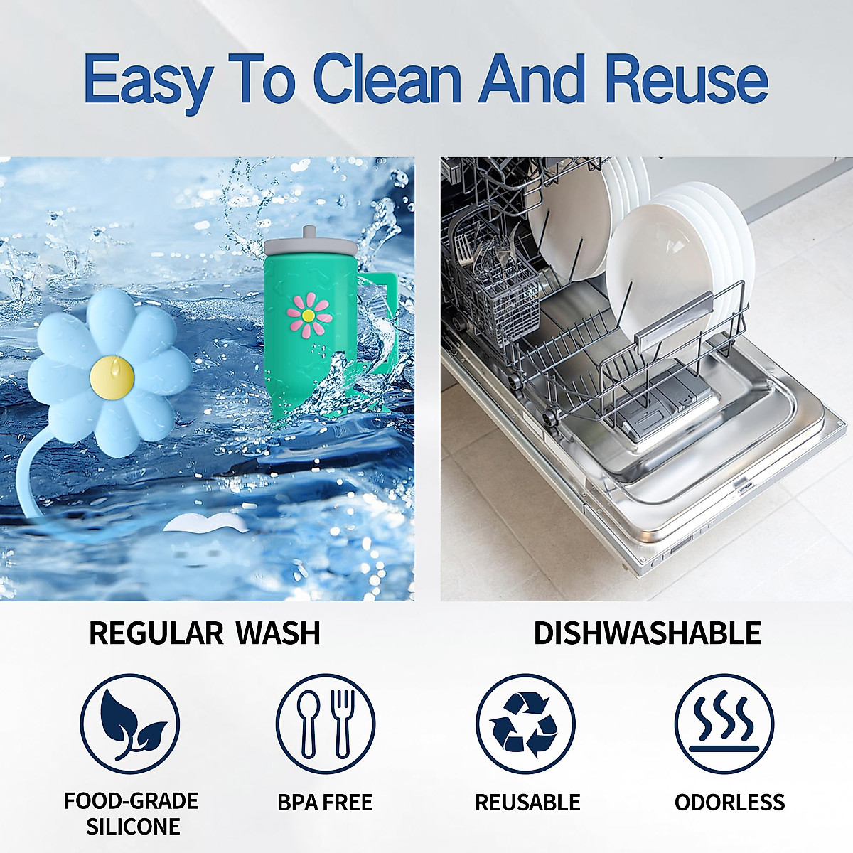 Straw Cover, 8 Pcs Straw Toppers for 10mm/0.4 Inch Stanley Straws, Straw Covers Cap for Stanley Cup 40 oz Tumblers, Stanley Cup Straw Cover, Straw Toppers for Tumblers for Stanley Cup Accessories