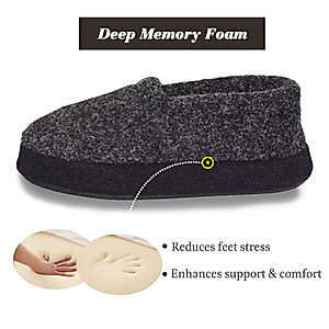 LA PLAGE Slippers for Boys Little/Big Kid Bedroom House Shoes Warm Cotton Winter Cozy Indoor Slip-on Slippers with Hard Sole Size 11-12 US Gray