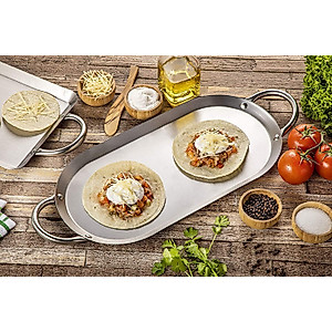 Imusa - L300-40512 IMUSA USA 17" Stainless Steel Oval Comal, Silver