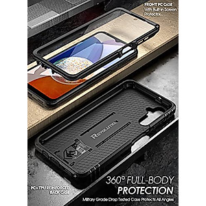 Poetic Revolution Series Case for Samsung Galaxy A14 5G, Full-Body Rugged Dual-Layer Shockproof Protective Cover with Kickstand and Built-in-Screen Protector, Black