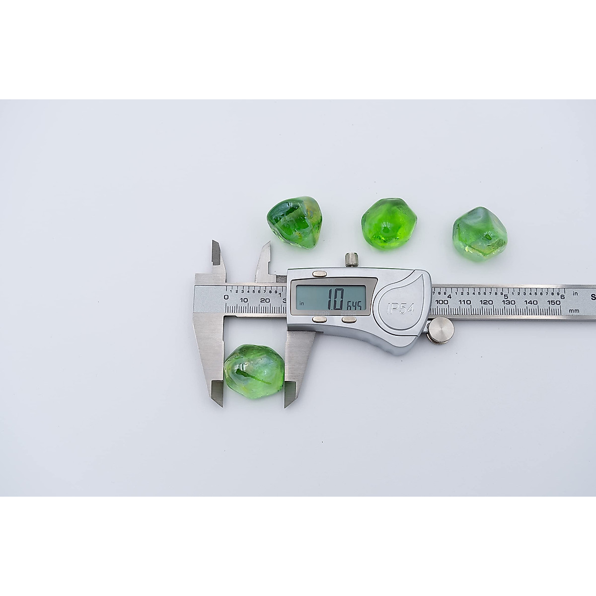 AKOYA Outdoor Essentials 10-Pound Fire Glass Diamonds 1-inch Reflective Tempered Crystal Beads for Fire Pit (10 lbs - 1 inch, Emerald Green)