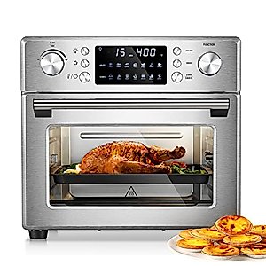 Antarctic Star Air Fry Oven Bake Broil Toast Air Fry Air Roast Digital Toaster Smart Thermometer True Surround Convection Adjustable Temperature Control from 180℉ to 400℉, 26QT/25L, 360°Rapid Air Heating Circulation Cook French Fries Chips Pizza Beef Pork