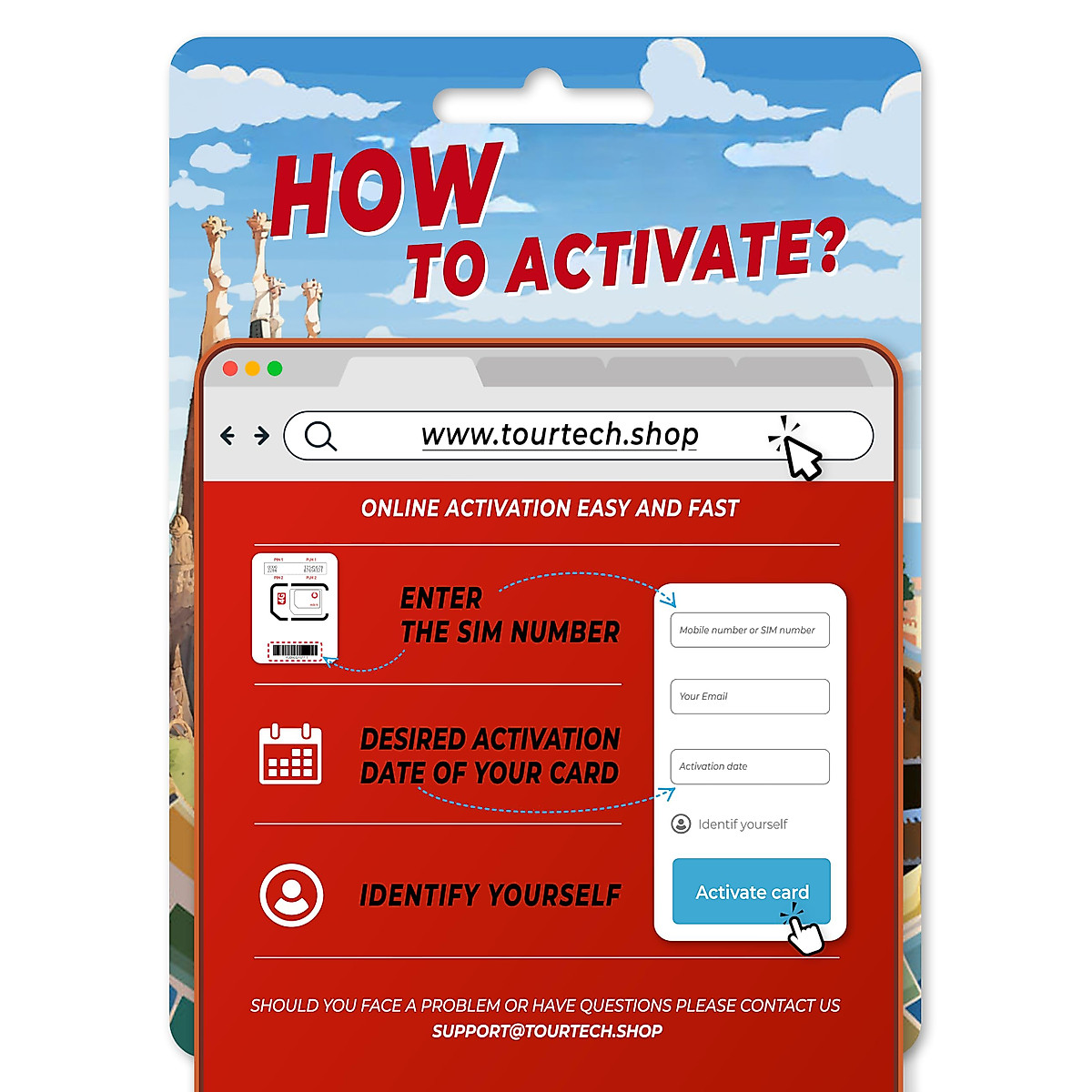 Vodafone Spain XL Prepaid SIM Card 350GB and 26GB in The Rest of Europe, UK, Turkey | 1600 Minutes to The US, Canada and to 66 Other Countries | Activation only at www tourtech .Shop