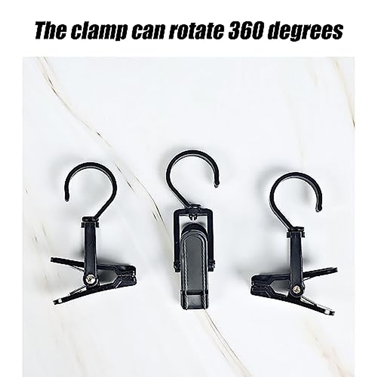 15 PCS Super Strong Plastic Clothes Pin Hooks Clip Family Travel Rotating Hanging Laundry Hooks Clip, Clothes Pins - 4.3 inches (Black)