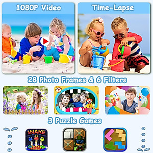 Agoigo Kids Waterproof Camera - Children Underwater HD Video Digital Camcorder, Portable Travel Toy for Toddler - Ideal Christmas Birthday Gifts for Boys Girls Age 3-12 with 32GB Card (Dark Blue)