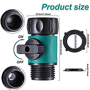 12 Pcs Garden Hose Shut off Valve Plastic Connect Water Hose Turn off Valve Garden Hose Connector Set with 6 Piece Anti Leak Valve Standard 3/4 Inch Thread and 12 Piece Rubber Gaskets