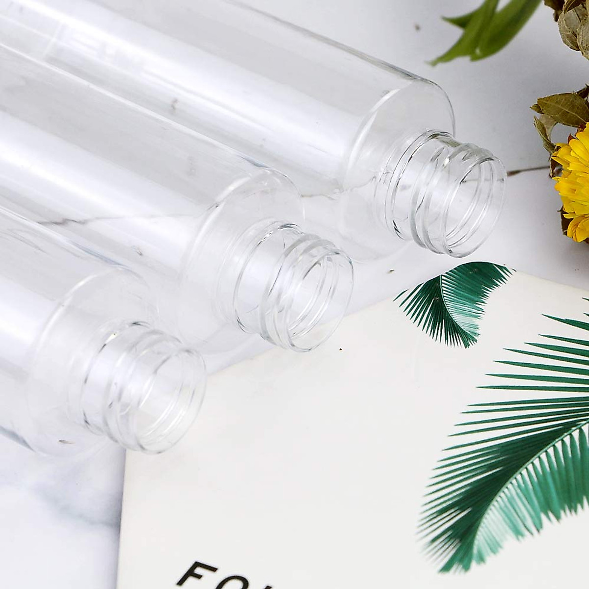 Twdrer 16 Pack Clear Dispensing Bottles with Twist Top Cap,Small Boston Round LDPE Plastic Squeeze Bottles(4oz/120ml)