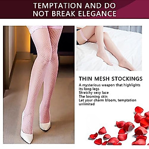 LSJNHMJY 2PCS Pink Fishnet Stockings Ultra-Thin Breathable Mesh Sexy Underwear With Lace Transparent Temptation Non-Slip Stockings Mesh